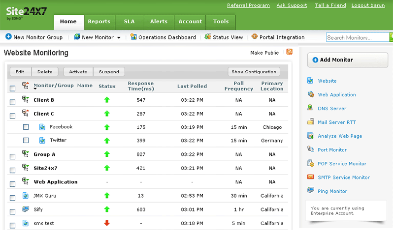 Website Monitoring Service from Site24x7
